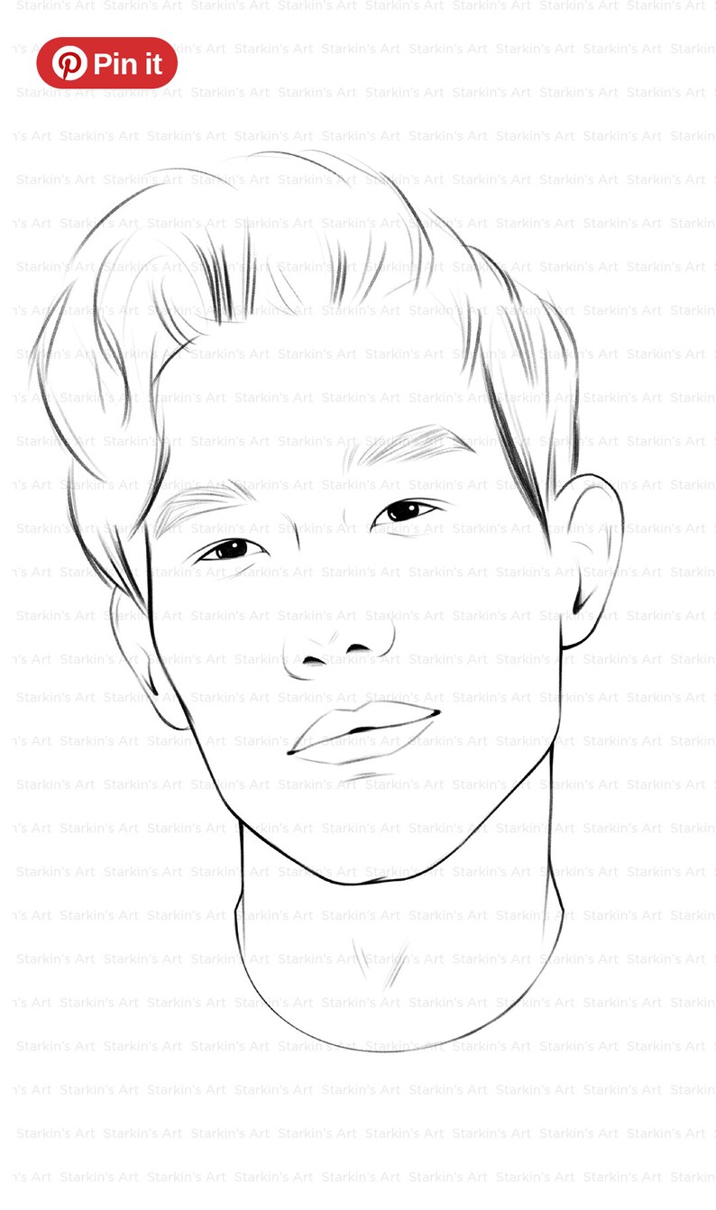 ASIAN MALE FACES coloring Page Coloring Book Adult - Etsy