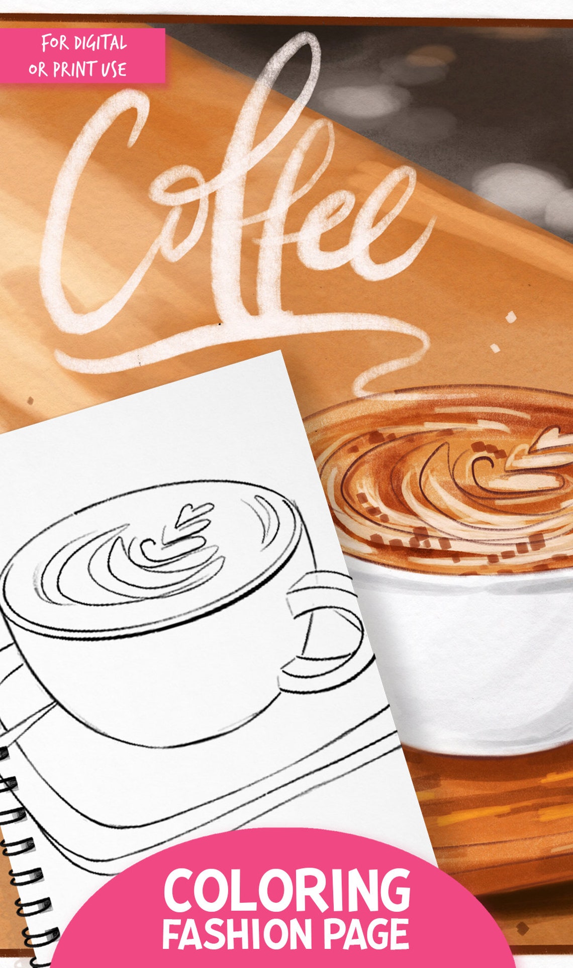 COFFEE COLORING PAGE digital Coloring Coloring Book - Etsy