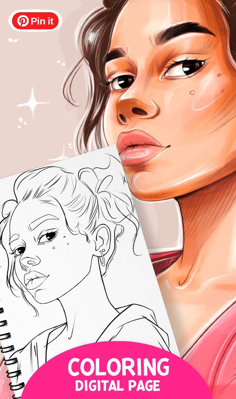 COLORING PAGE PORTRAIT coloring Book coloring Pages for - Etsy