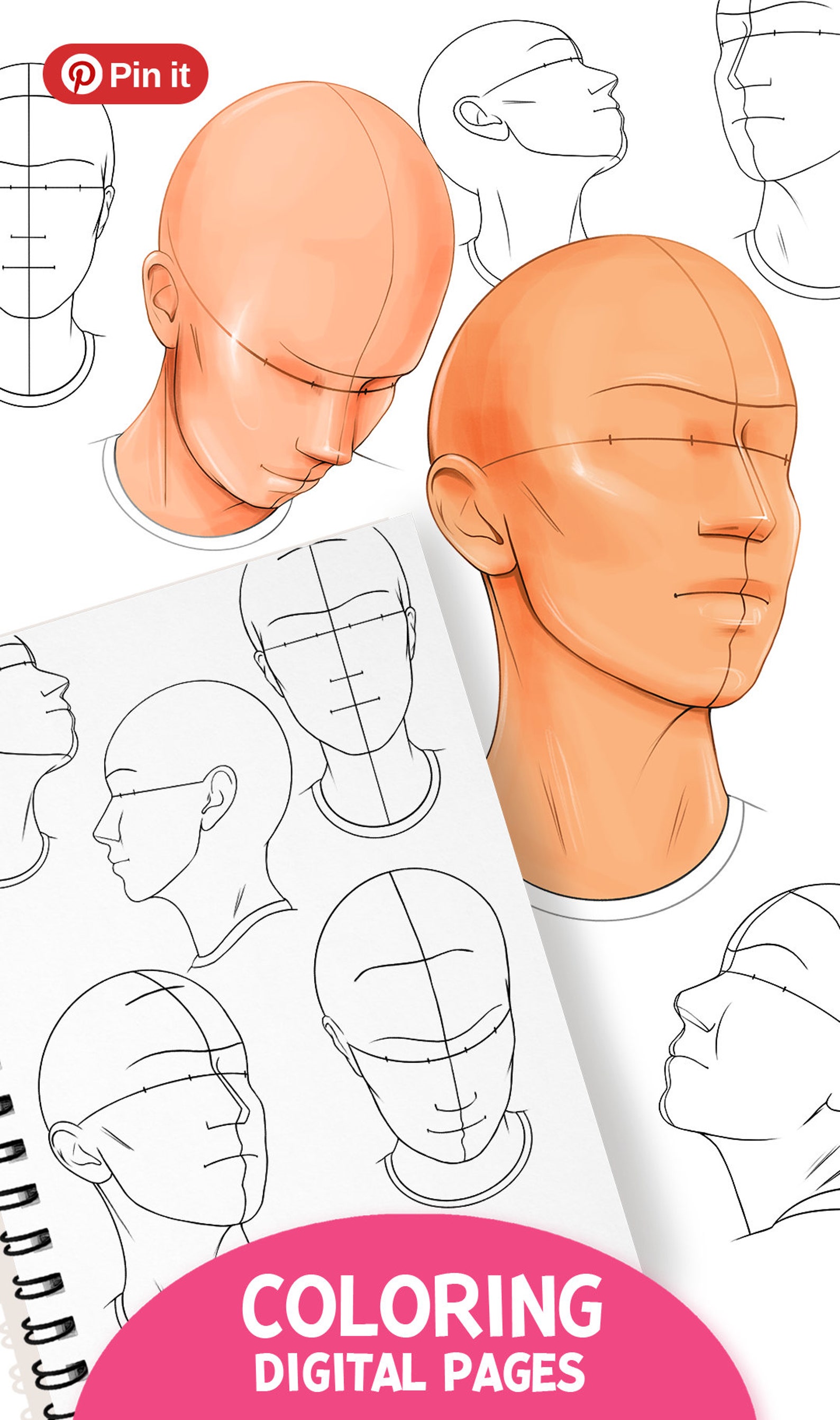 FACE SHAPES COLORING coloring Pages Coloring Book Procreate - Etsy