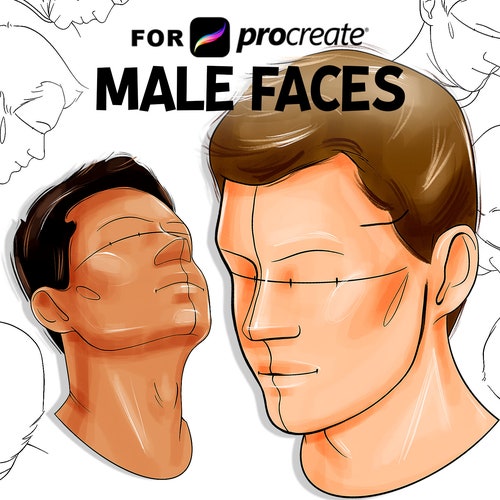 Male Faces Procreate Stamps Procreate Brushes Face Stamp - Etsy