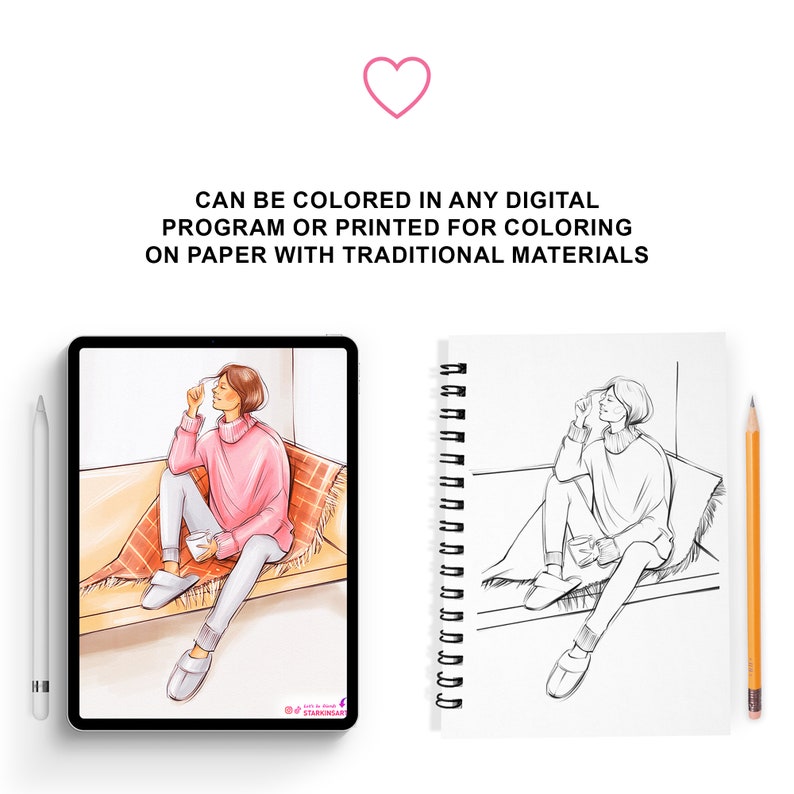 COZINESS COLORING PAGE coloring Pages Fashion Illustration - Etsy