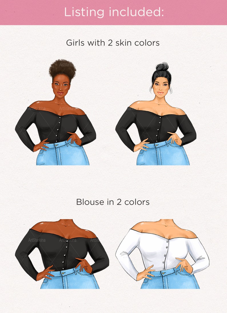Curvy Girl Clipart Plus Size Curvy Woman Clipart Fashion - Etsy