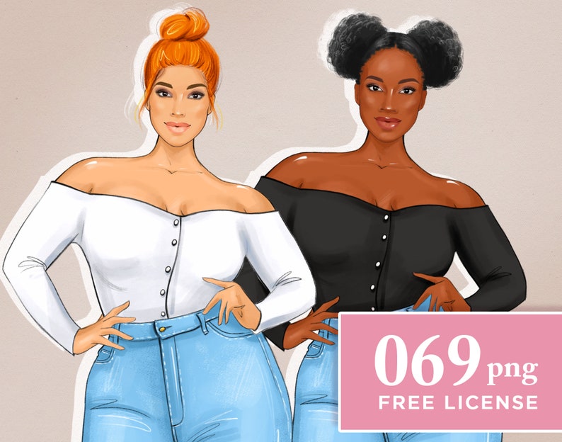 Curvy girl clip art Plus size Curvy woman clipart Fashion | Etsy