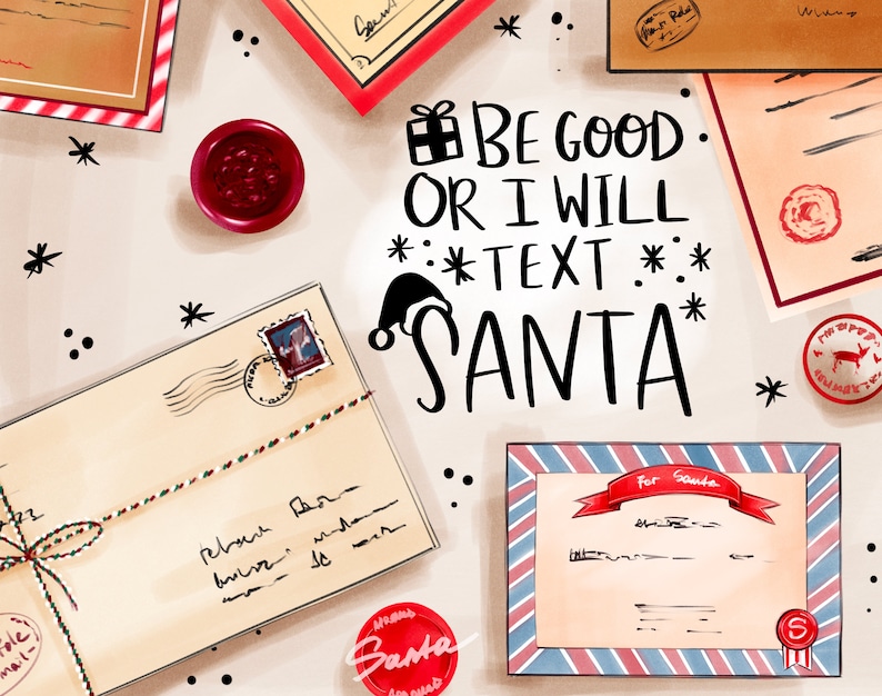 Santa Letter Clipart Christmas Clipart Xmas Clipart Winter - Etsy