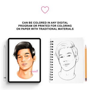 Asian Male Faces, Coloring Page, Coloring Book, Adult Coloring, Male ...
