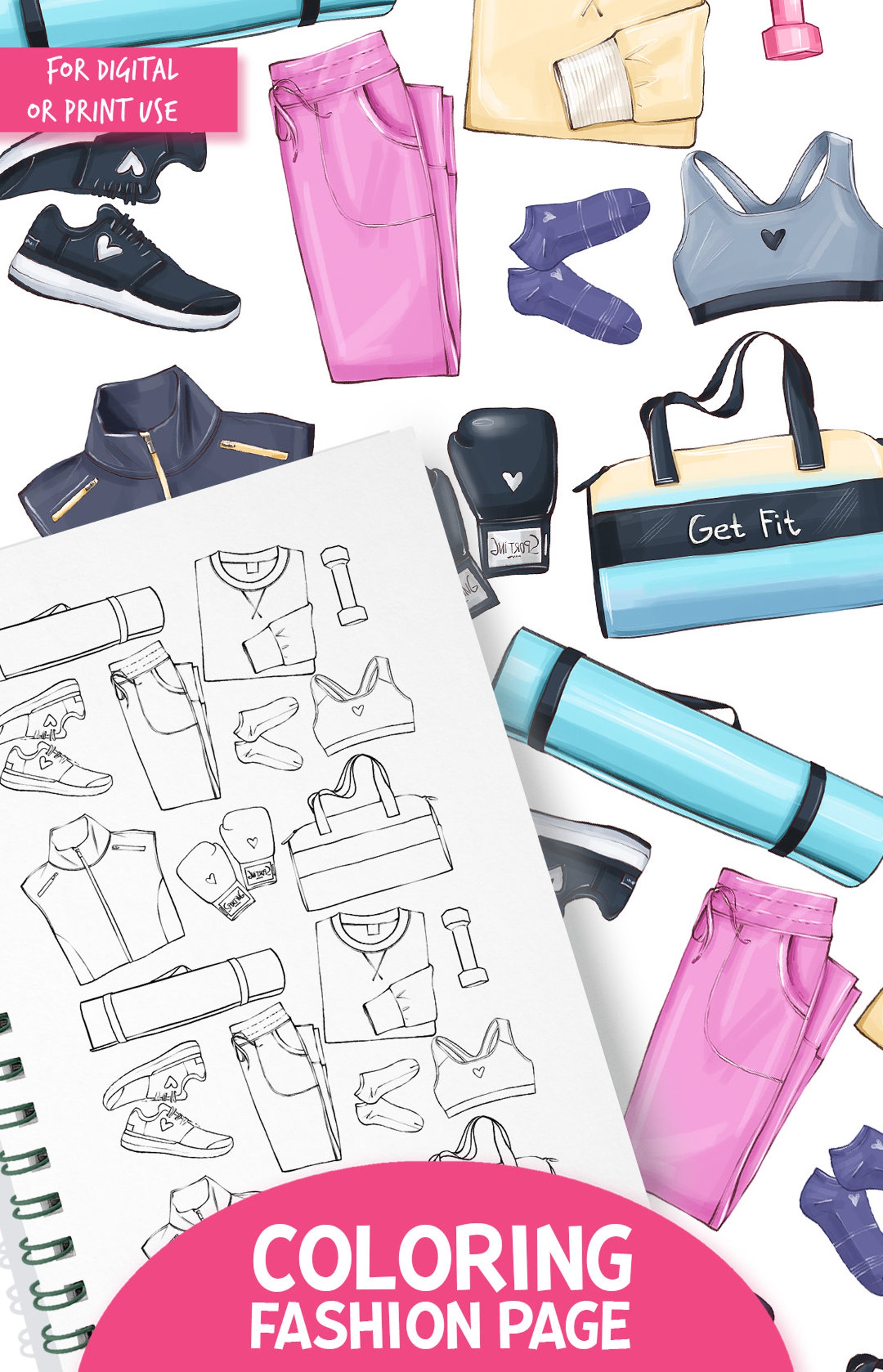 SPORT COLORING PAGE procreate Coloring Page Fashion Coloring - Etsy