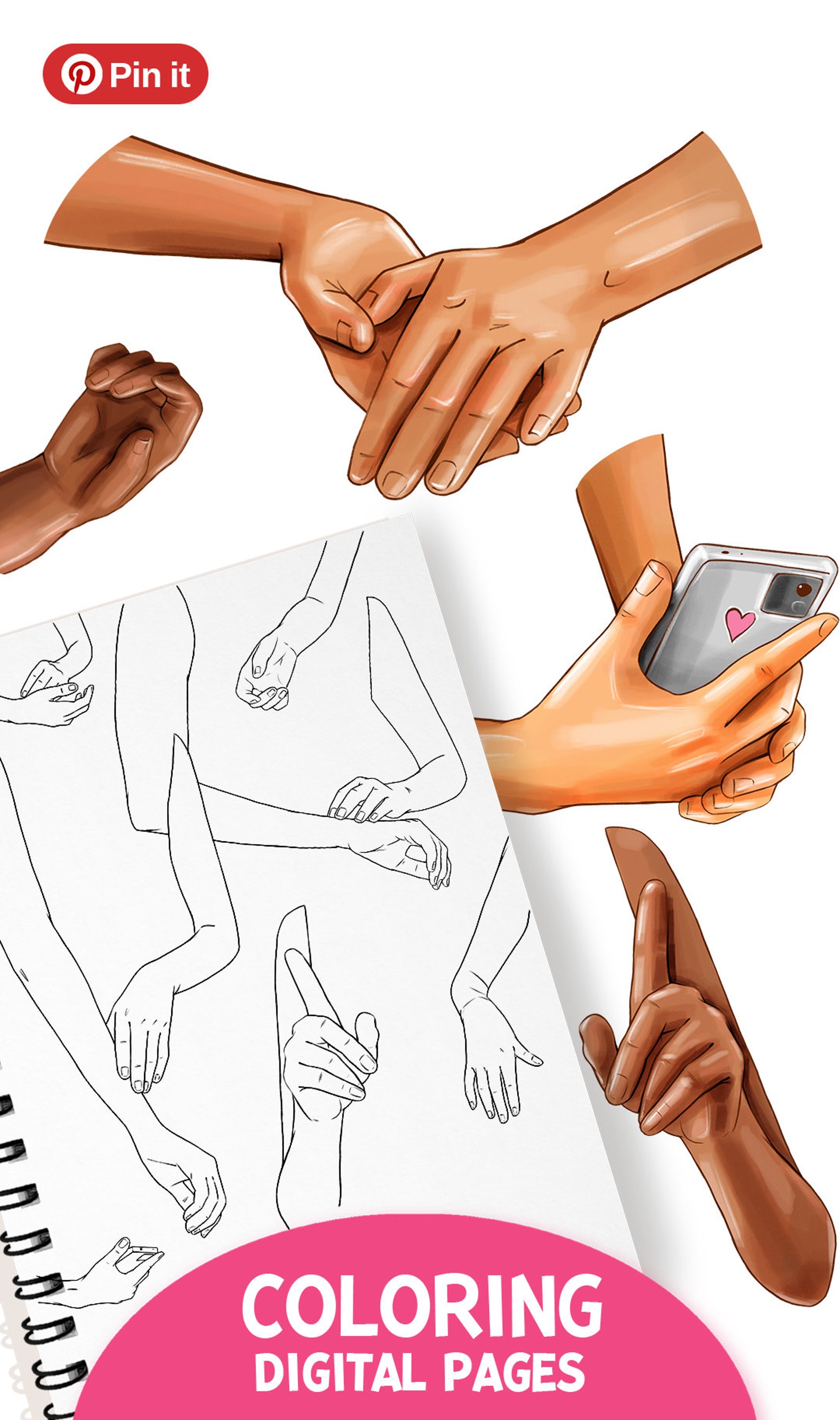 FEMALE HANDS COLORING coloring Page Coloring Book Hands - Etsy