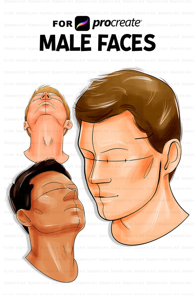 Male Faces Procreate Stamps Procreate Brushes Face Stamp - Etsy