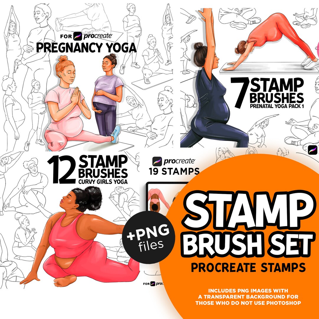 Yoga Stamps for Procreate, Procreate Brushset Bundle, Procreate Stamp ...
