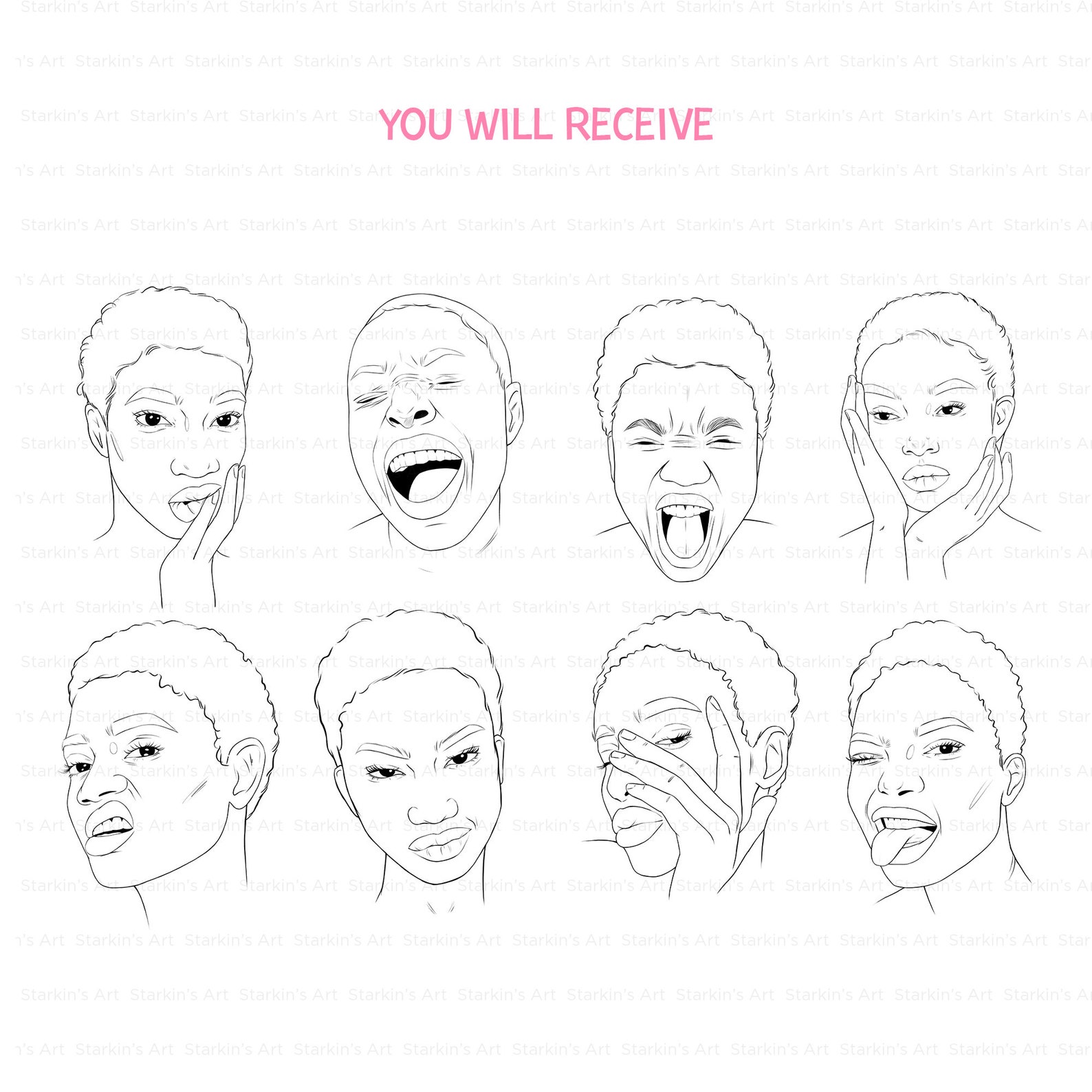 BLACK GIRLS EMOTIONS coloring Pages Coloring Book Black - Etsy