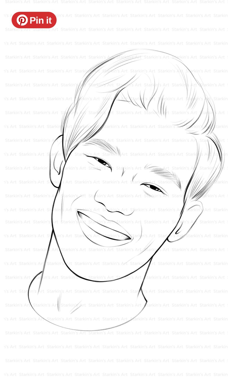ASIAN MALE FACES coloring Page Coloring Book Adult - Etsy