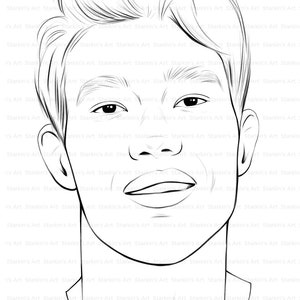 Asian Male Faces, Coloring Page, Coloring Book, Adult Coloring, Male ...