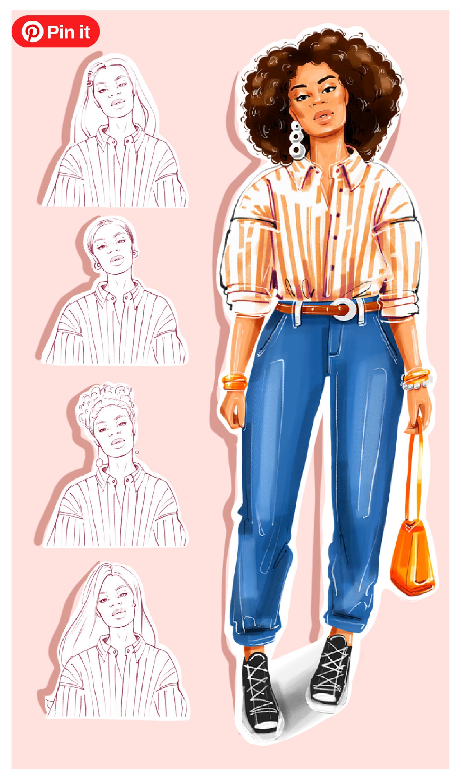 Black Girl Fashion Coloring Page, Black Woman, Procreate Coloring Page ...