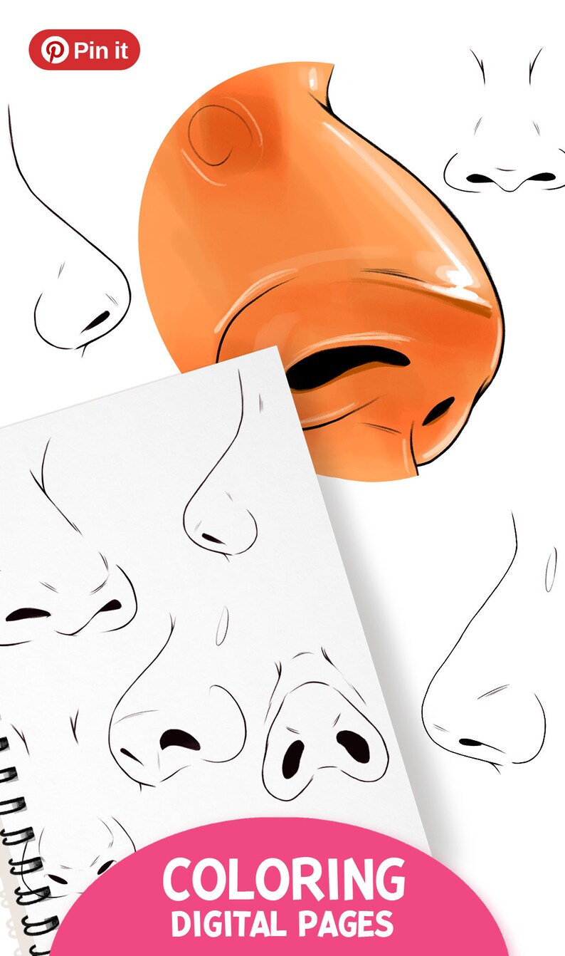 NOSE SHAPES PNG coloring Pages Coloring Book Adult - Etsy