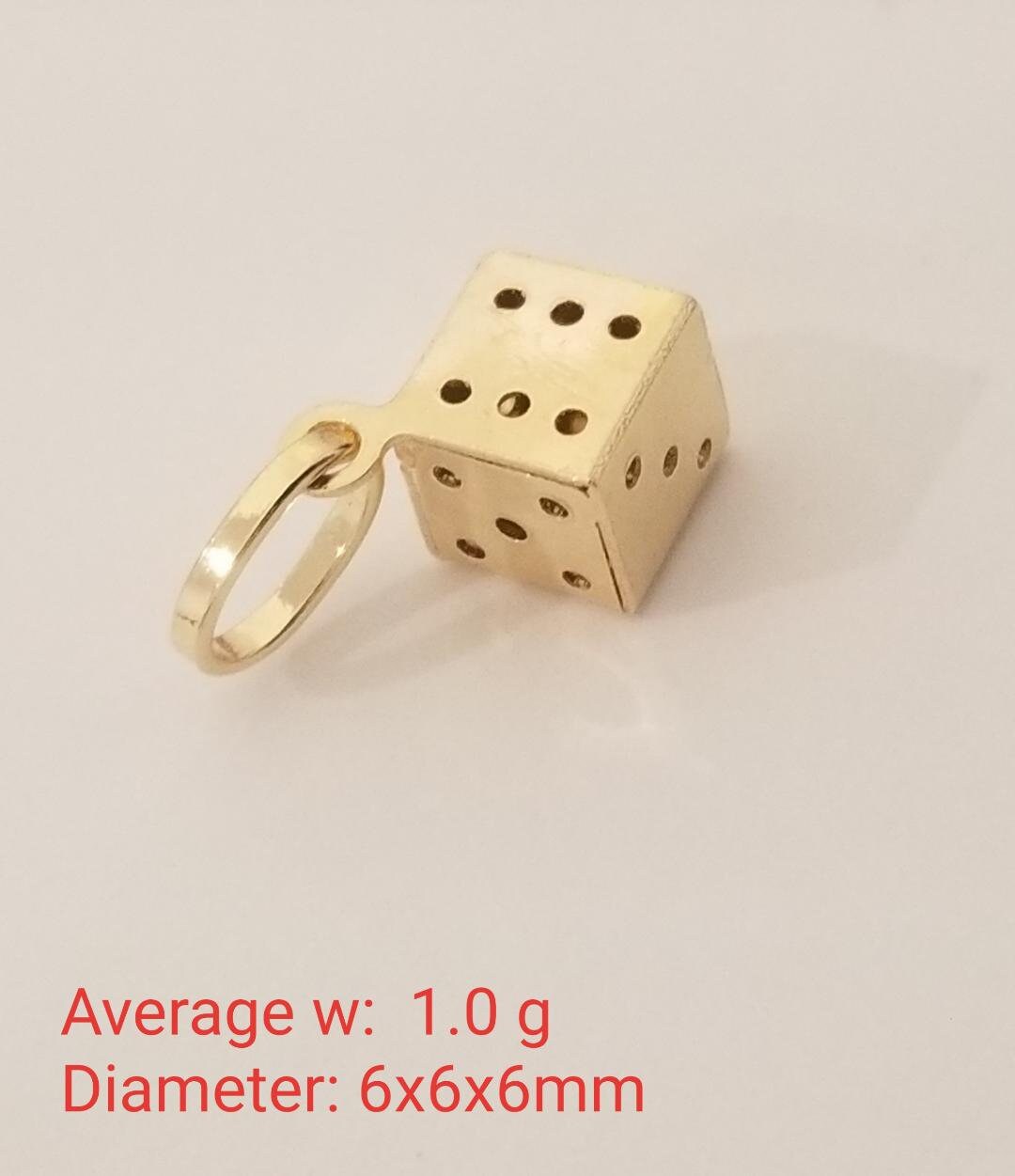 14k Real Yellow Gold 3D Hollow Dice Pendant Charm - Etsy