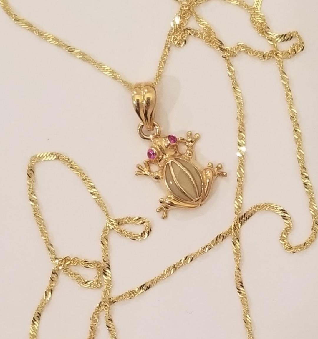 14k Real Solid Gold Frag Rana Charm Animal Pendant - Etsy