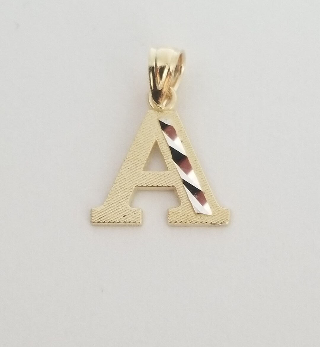 14K Real Gold Initial Letter A Charm Pendant Necklace Gold Letter ...