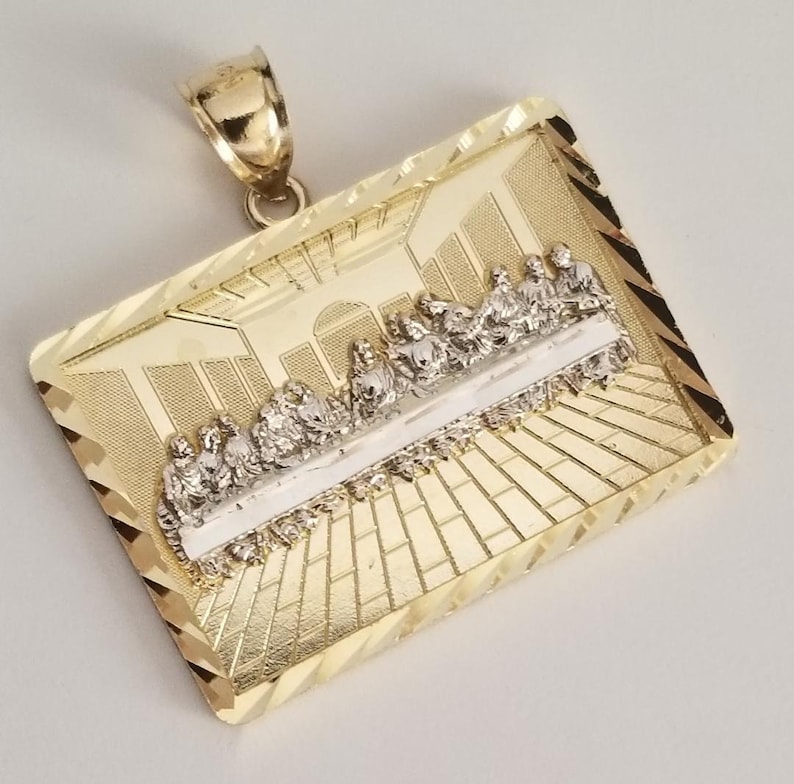 14k Two Tone Real Solid Gold the Last Supper Ultima Cena - Etsy