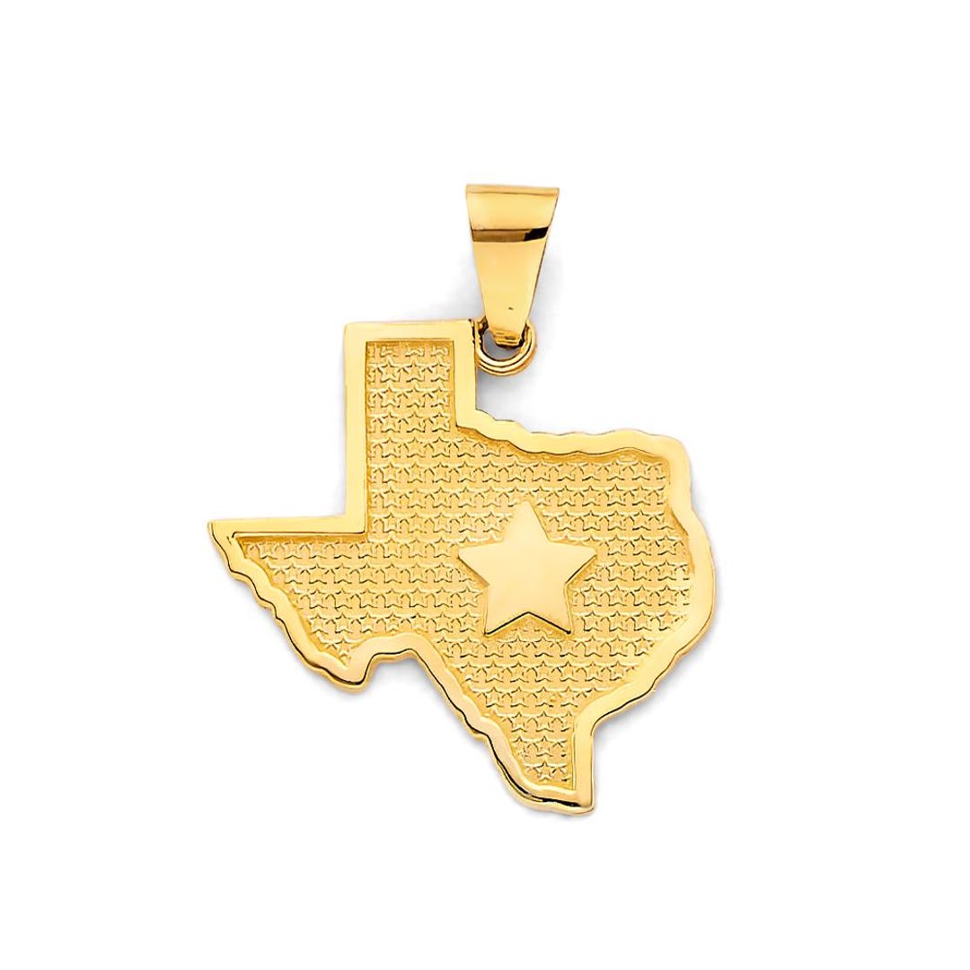 14K Solid Yellow Gold Texas State Map Pendant - Etsy