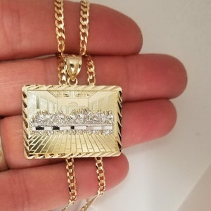 14k Two Tone Real Solid Gold the Last Supper Ultima Cena Pendant ...