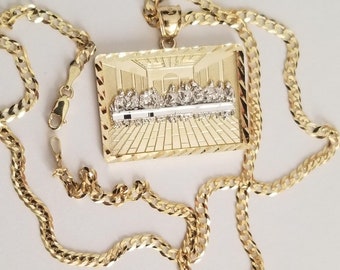 14k Two Tone Real Solid Gold the Last Supper Ultima Cena Pendant ...