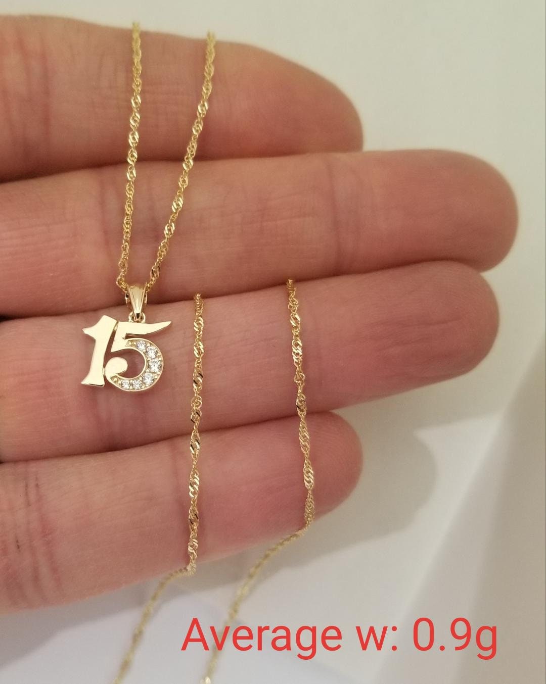 14k Real Solid Yellow Gold 15 Anios Number Charm Número Quince - Etsy