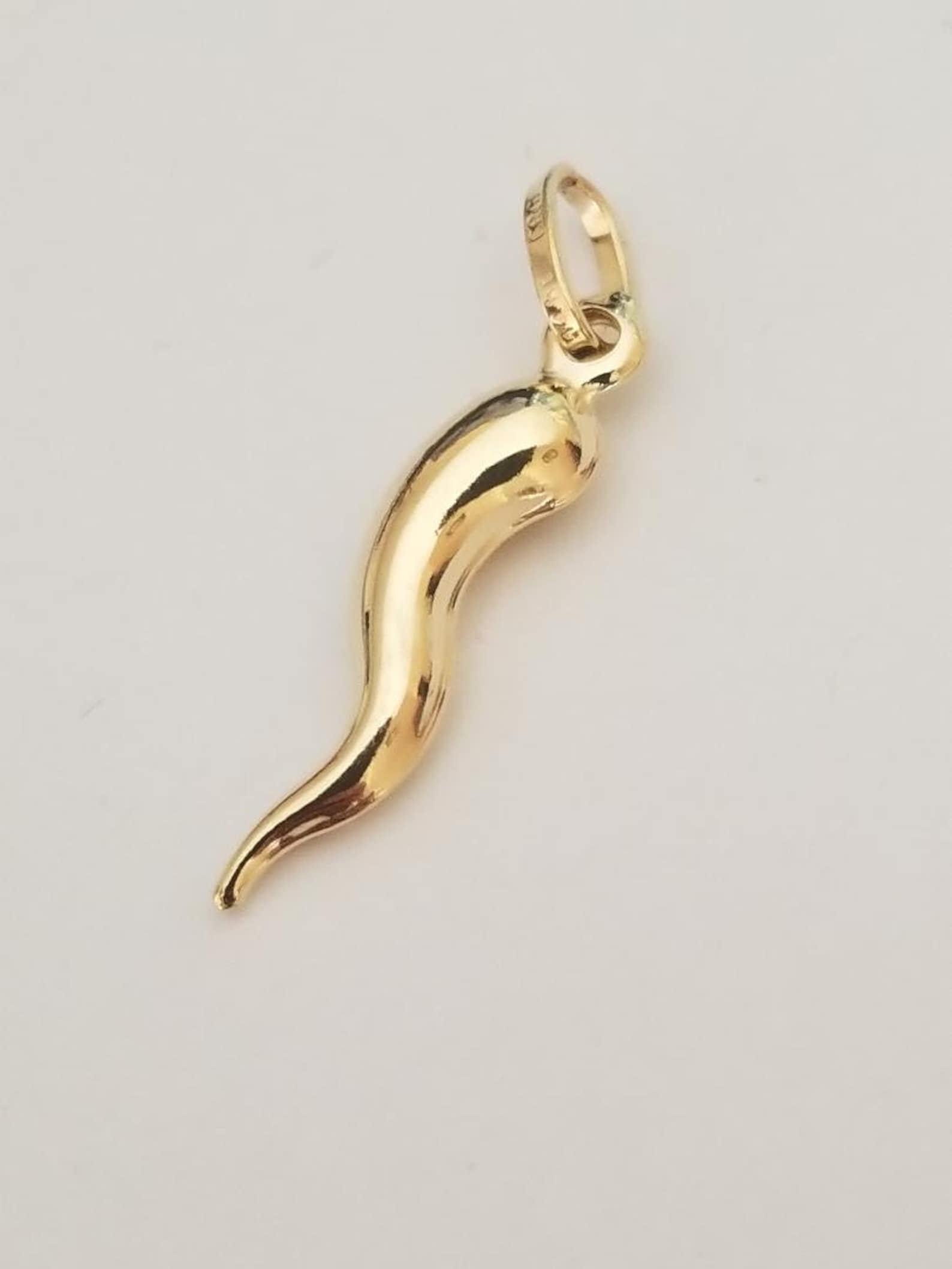 14k Yellow Real Gold 3D Cornicello Italian Horn Good Luck - Etsy