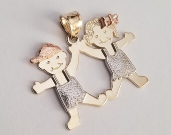 14k Gold Boy and Girl Charm - Etsy