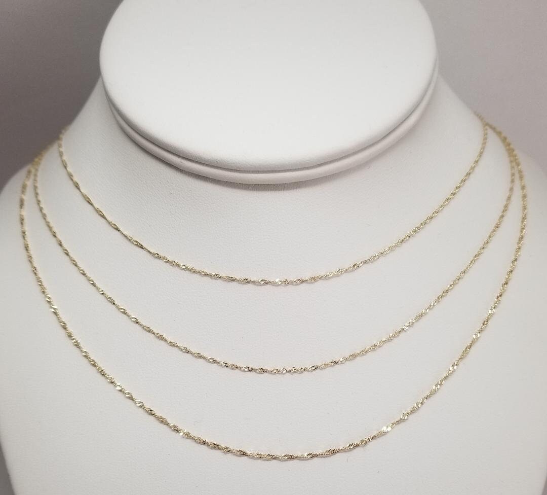 14k Yellow Real Solid Gold Singapore Chain Cadena - Etsy