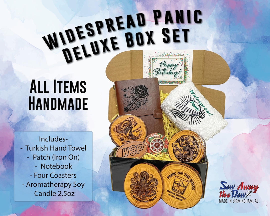 Handmade Widespread Panic Gift Box Set- Coasters, Embroidered Towel ...