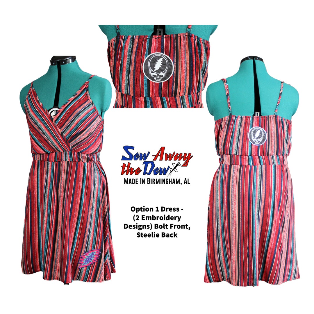 Grateful Dead Dress, Lightning Bolt Women Wrap Dress, Deadhead Dress ...