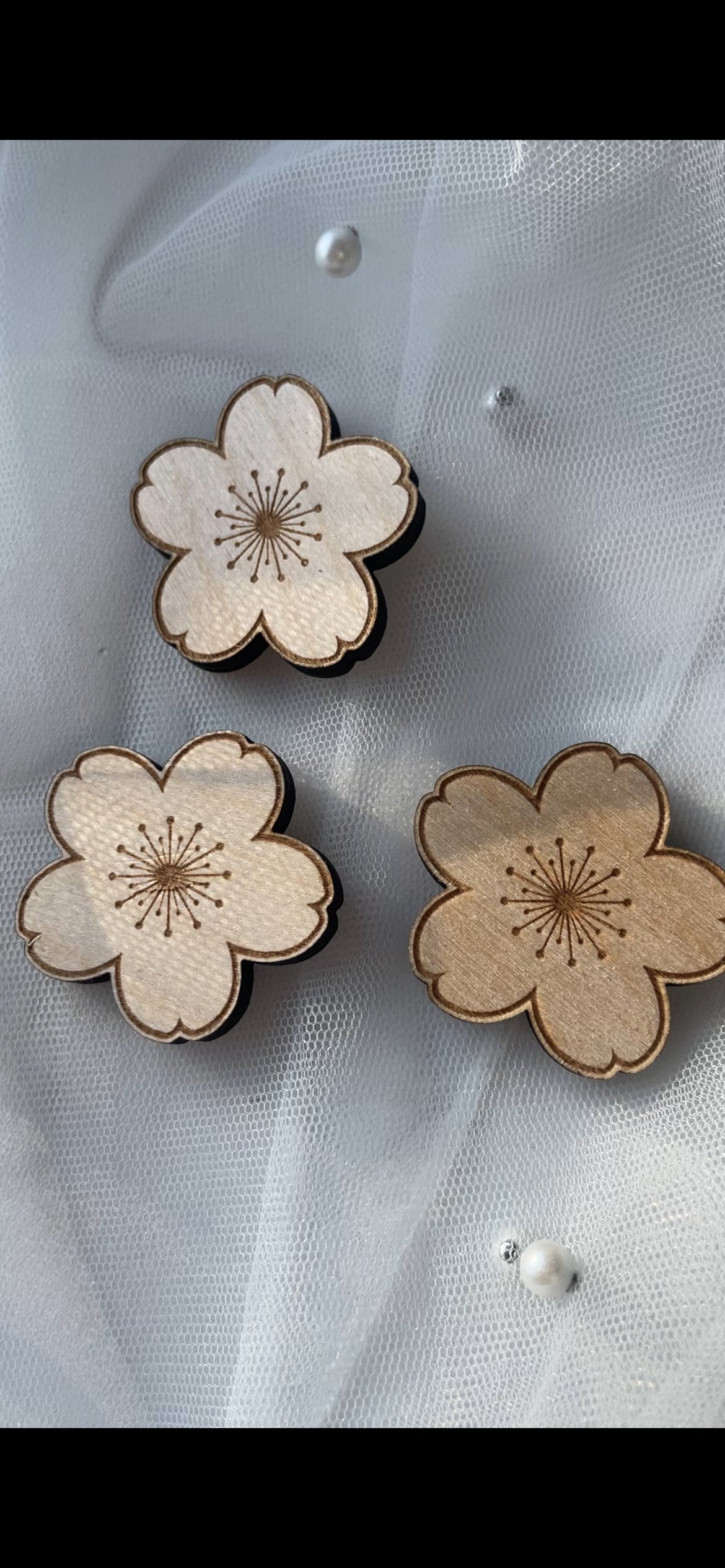 Laser Engraved Cherry Blossom Wood Magnets: Set of 3 - Etsy