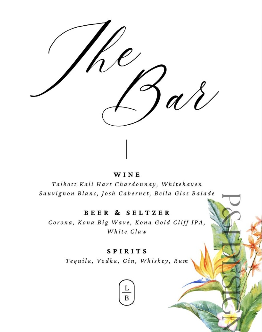 Editable Tropical Bar Sign Bar Sign Tropical Wedding Tropical Wedding ...