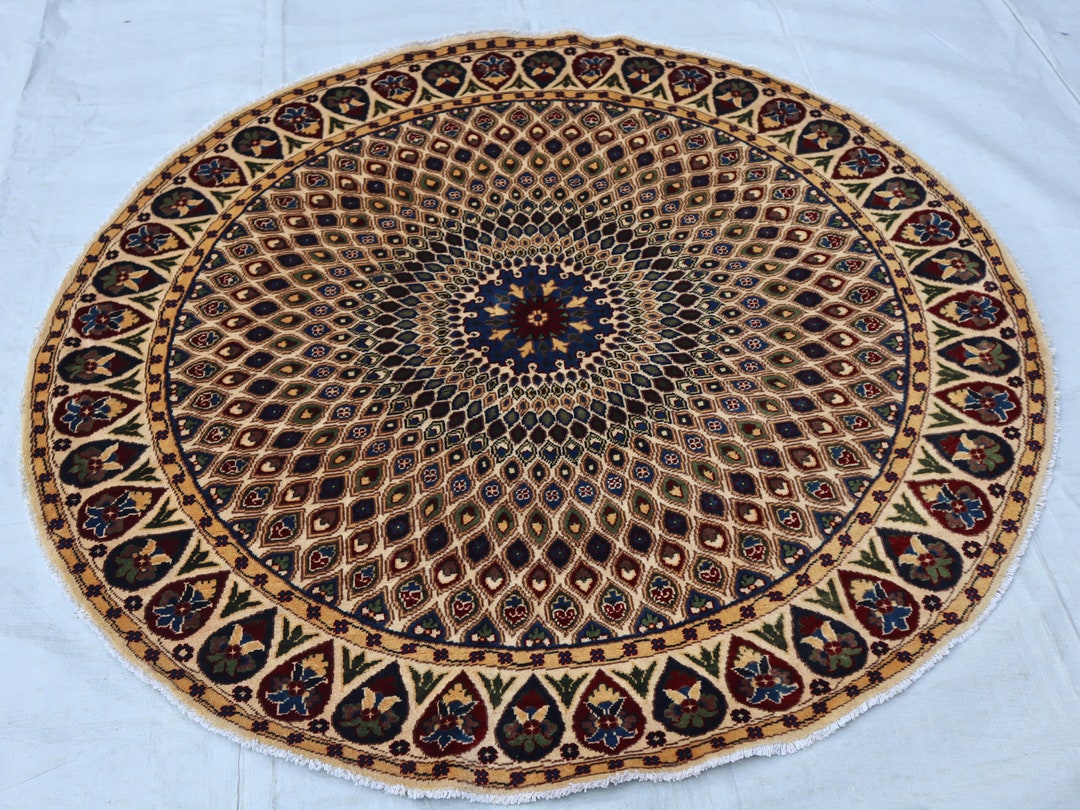 Handmade 5x5 Round Rug, Afghan Wool Circle Rug, Rugs for Living Room ...