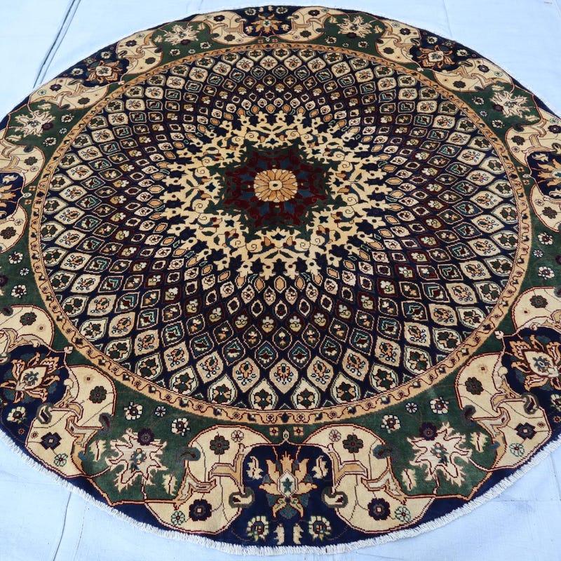 Silk Oriental Round Rugs - Etsy