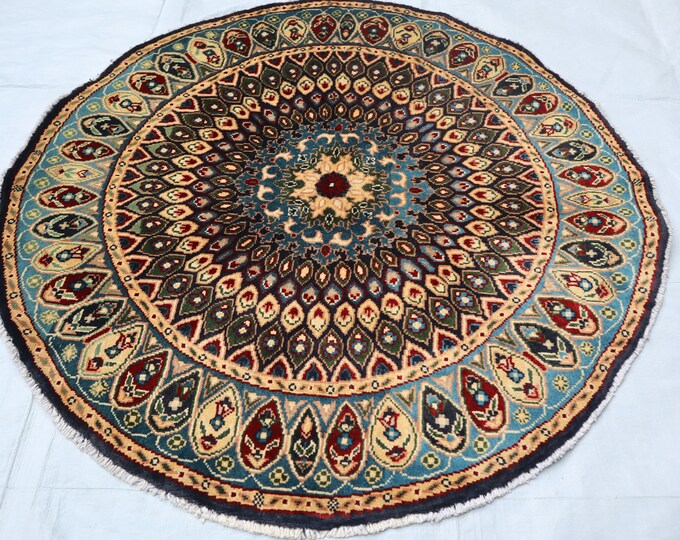 3x3 Round Rug, High Quality Handmade Afghan Soft Wool Circle Rug, Small ...
