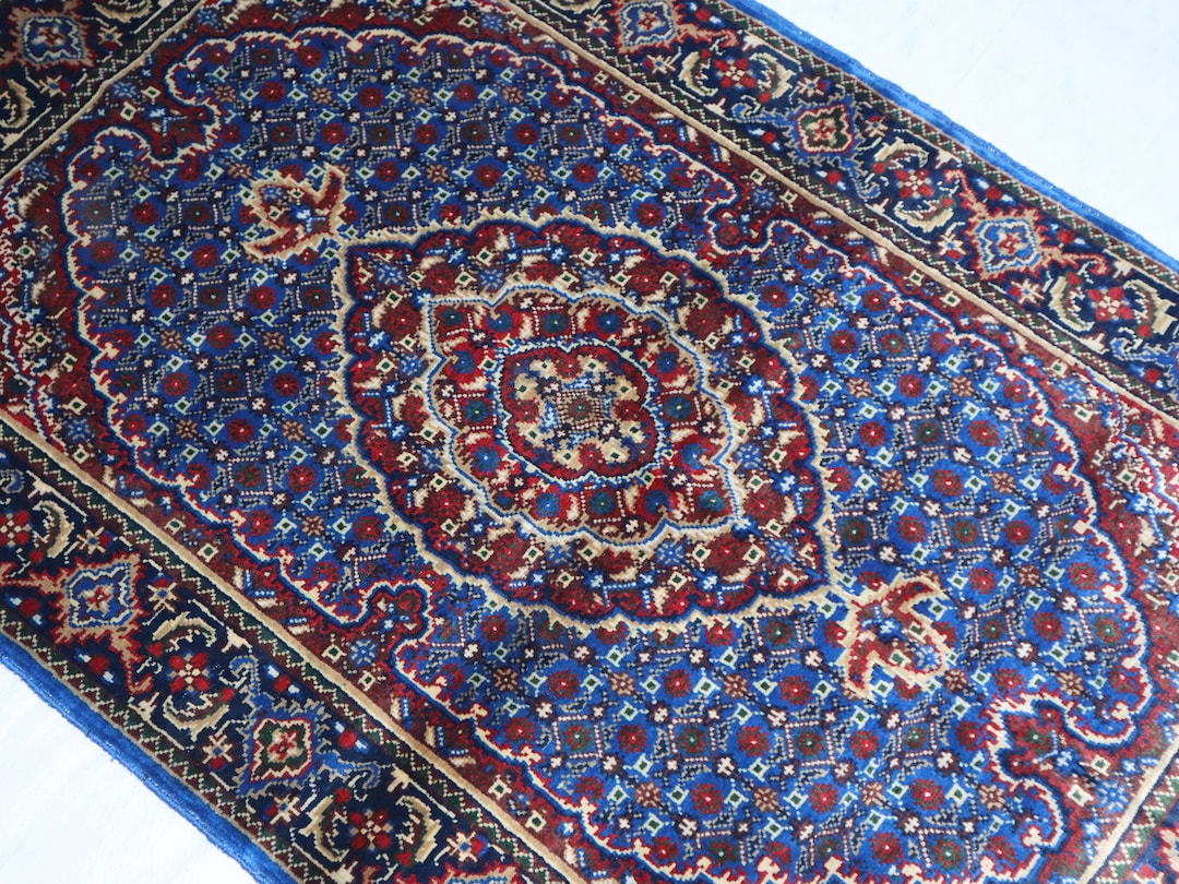 2x4 Blue Handwoven Tribal Rug, Afghan Oriental Small Cute Accent Boho ...