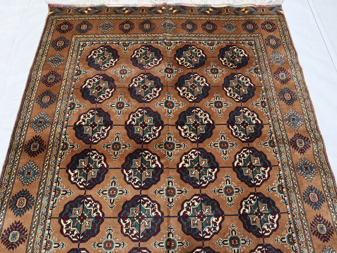 5x6 Terracotta Brown Rug, Afghan Ersari Handmade Carpet, Wool Rug, Soft ...