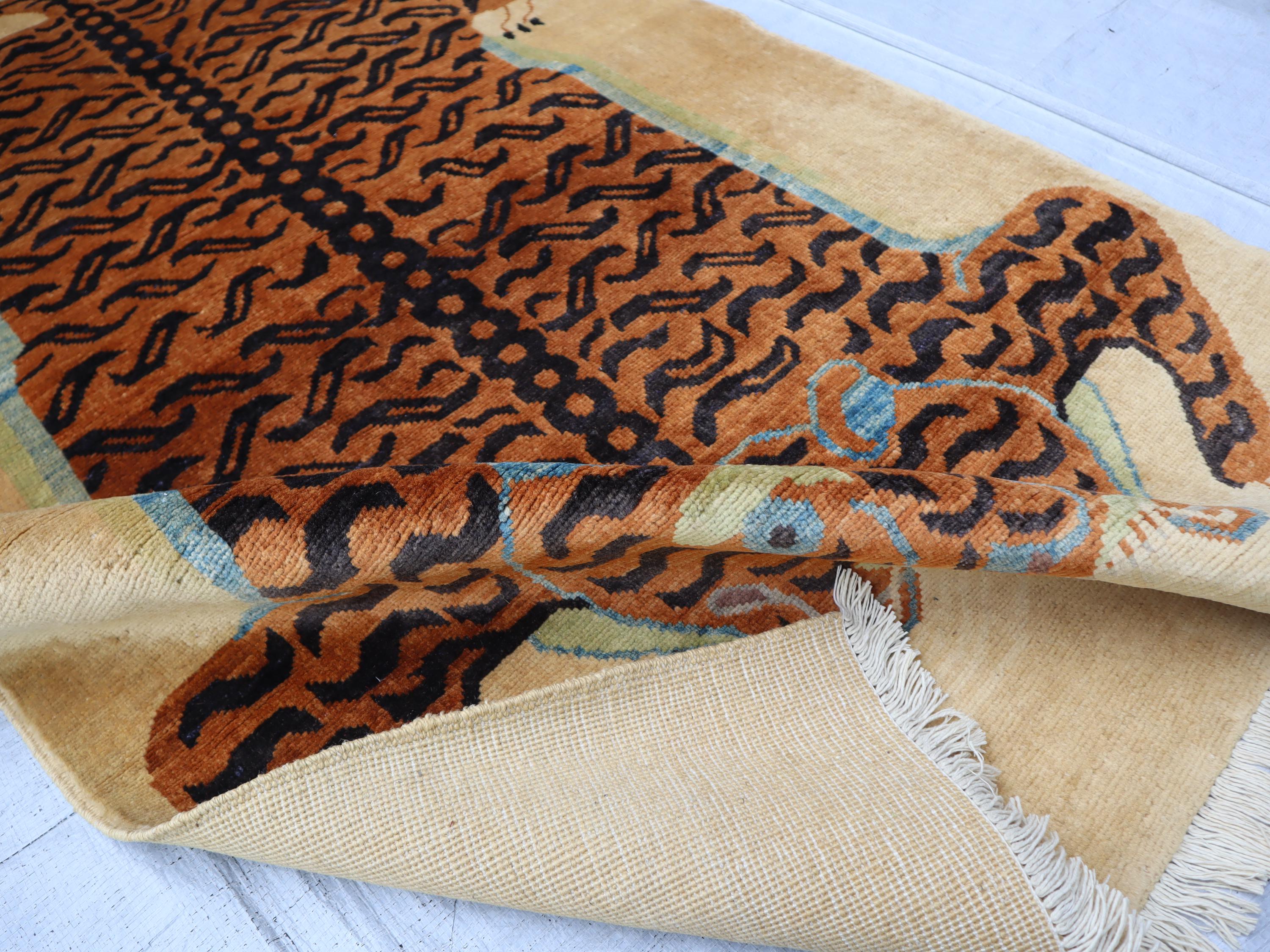 3x6 Afghan Pictorial Rug, Handmade Soft Gabbeh Wool Tiger Rug, Kids ...