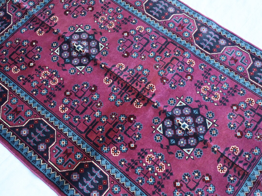 2x4 Gorgeous Pink Purple Rug, Small Bokhara Oriental Wool Area Rug ...