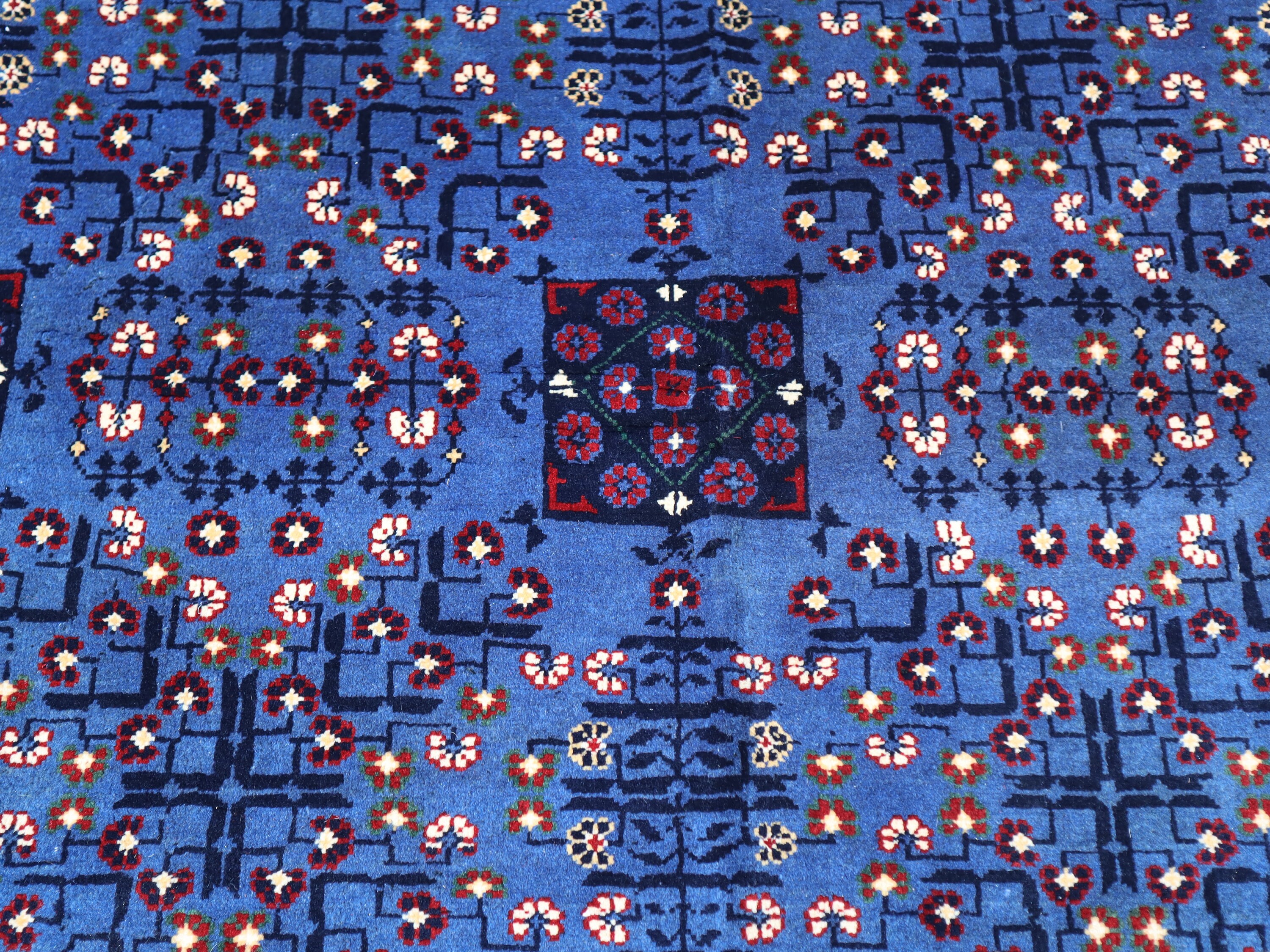 Blue Bukhara Turkman Rug 6x9, Top Quality Afghan Handmade Wool Rug ...