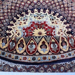 6x6 Round Rug, Handmade Afghan Blue Floral Persian Circle Rug, Oriental ...