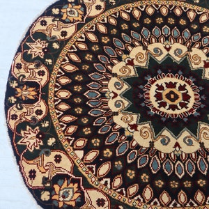 Handmade 3x3 Round Rug, Afghan Circle Rug, Beige Blue Rugs for Living ...