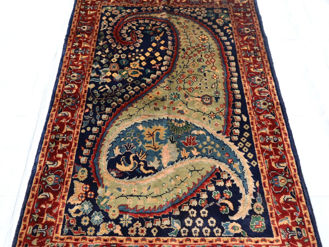 2x4 Afghan Oriental Handmade Rug, Floral Leaf Plants Almond Unique ...