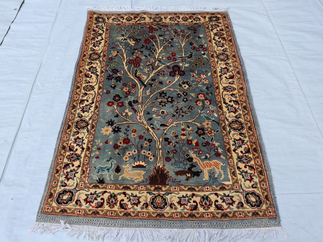 3x5 Handmade Tree Area Rug Oriental Wall Décor Rug Animal - Etsy