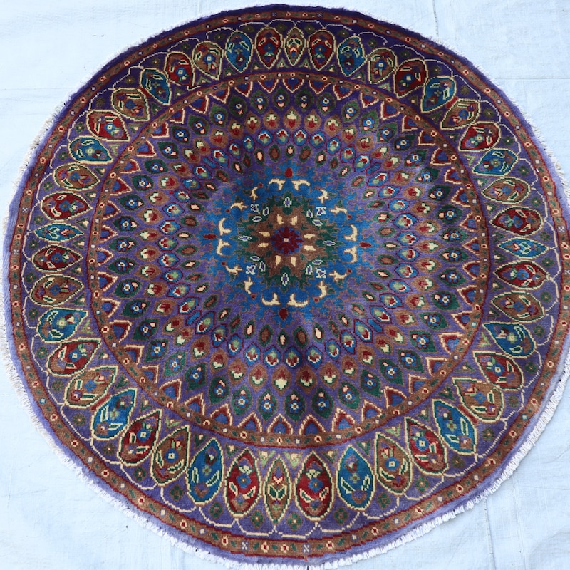 Blue Round Rug - Etsy