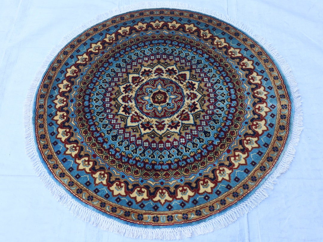 3x3 Round Rug, Colorful Afghan Handmade Round Circle Rug, Small Turkish ...
