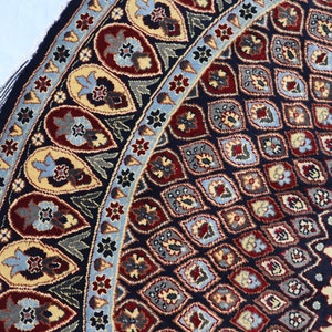 6x6 Round Rug, Handmade Afghan Blue Floral Persian Circle Rug, Oriental ...