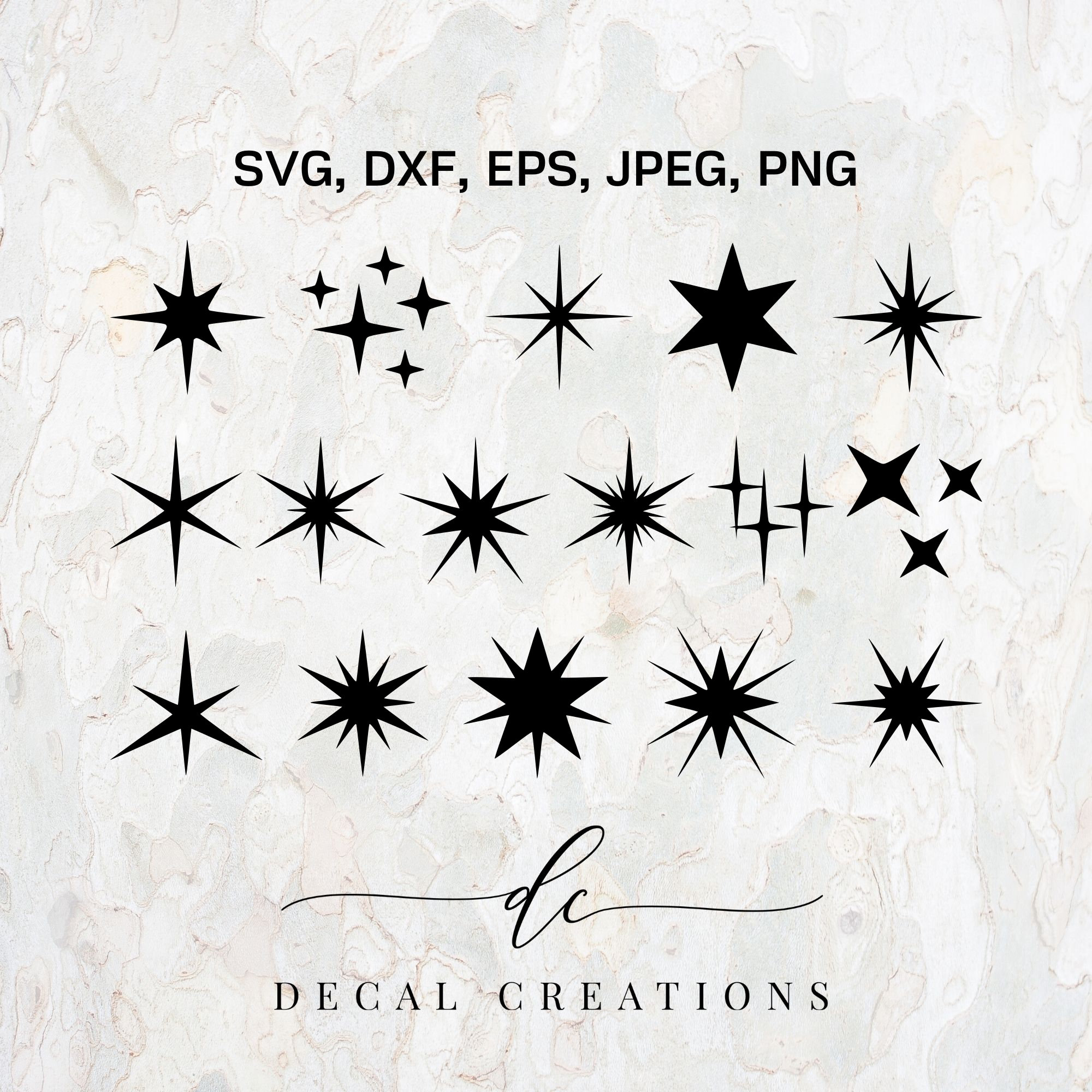 BUY 3 GET 1 FREE.. 16x Sparkle Diamond Shine Star Silhouette Clipart ...